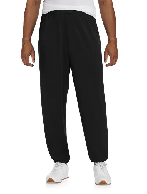 REEBOK Big & Tall Performance Jersey Elastic-hem Tech Pants - Black