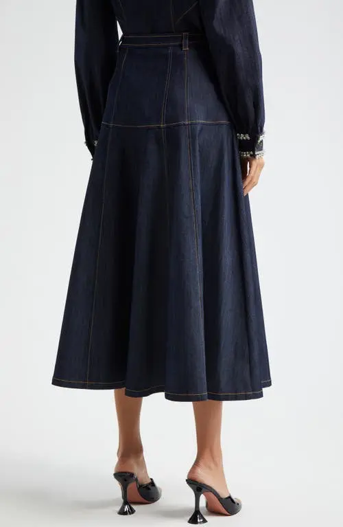 Cinq À Sept Veena Denim A-line Maxi Skirt - Indigo