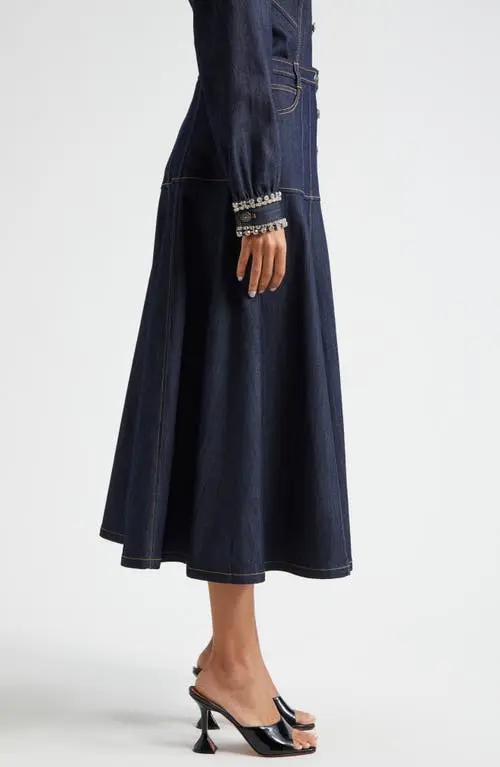 Cinq À Sept Veena Denim A-line Maxi Skirt - Indigo