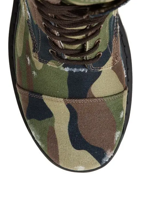 Balenciaga Strike Camo Canvas Combat Boots - Dark Camo