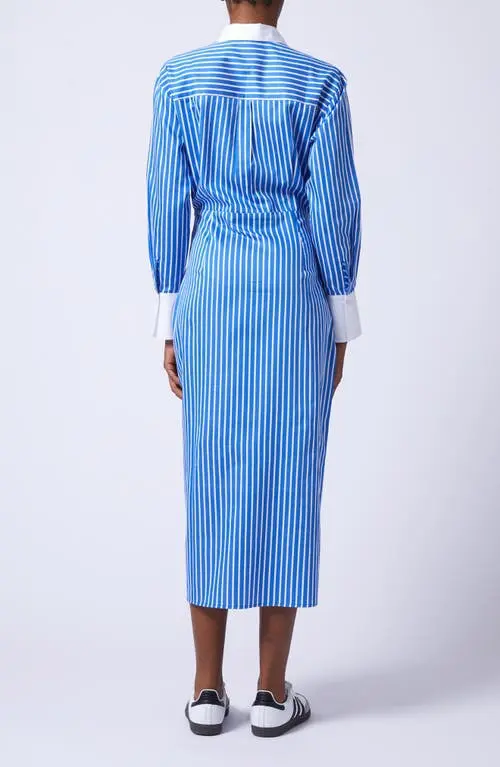French Connection Alexis Stripe Belted Cotton Shirt Dress In White/Blue -  51% Off | Editorialist