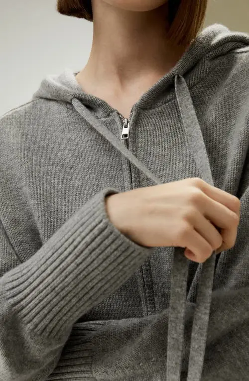 Lilysilk Short Zip-up Wool Cashmere Hoodie