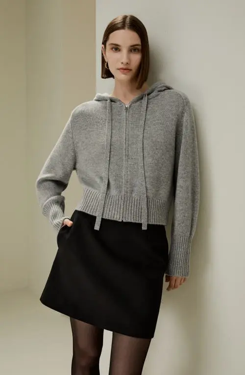 Lilysilk Short Zip-up Wool Cashmere Hoodie
