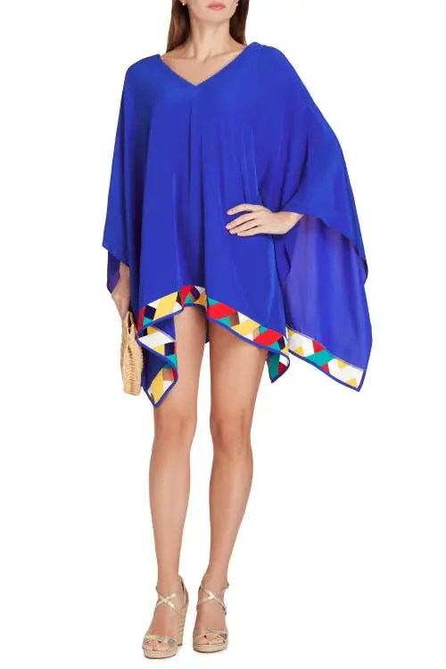 VALIMARE Bandage Hem Chiffon Cover-up Poncho - Blue