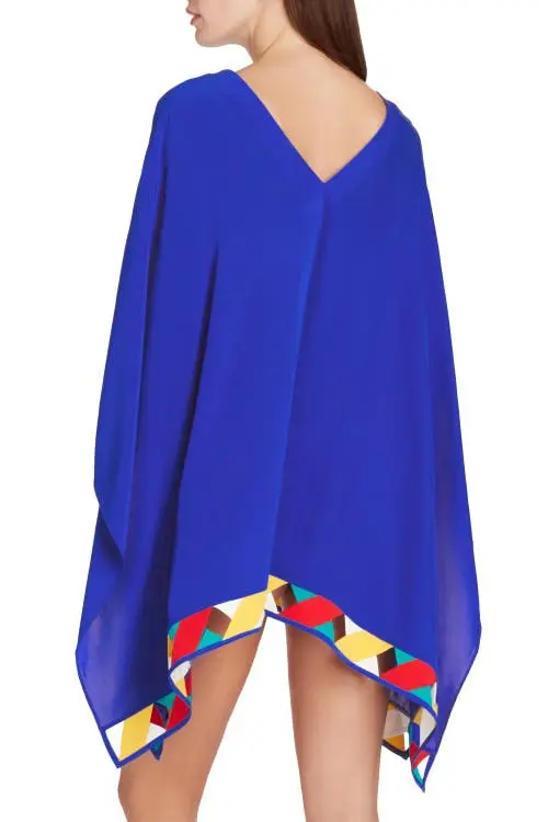VALIMARE Bandage Hem Chiffon Cover-up Poncho - Blue