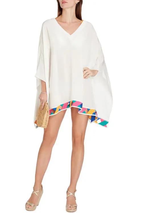VALIMARE Bandage Hem Chiffon Cover-up Poncho - Off White