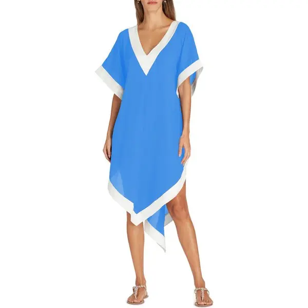VALIMARE High-low Crepe De Chine Cover-up Dress - Blue