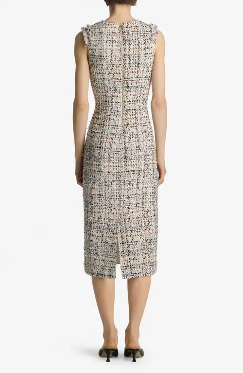 St. John Multicolor Eyelash Tweed Midi Dress