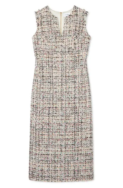 St. John Multicolor Eyelash Tweed Midi Dress