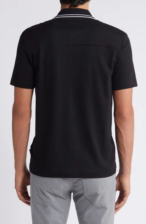 BOSS Powell Tipped Short Sleeve Knit Button-up Shirt