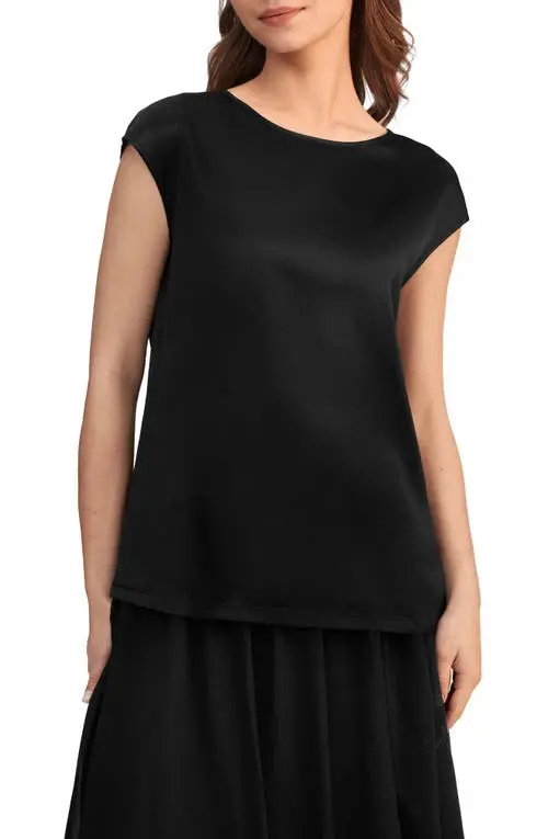 Lilysilk Basic Cap-sleeved Silk Tee - Black