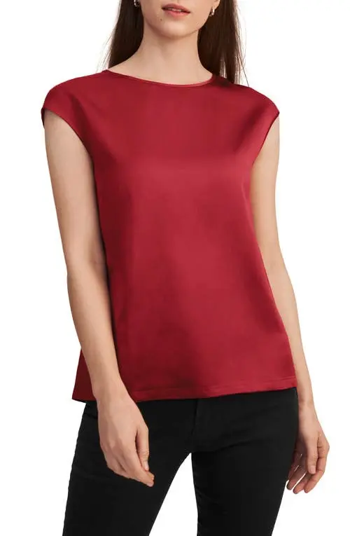 Lilysilk Basic Cap-sleeved Silk Tee - Claret