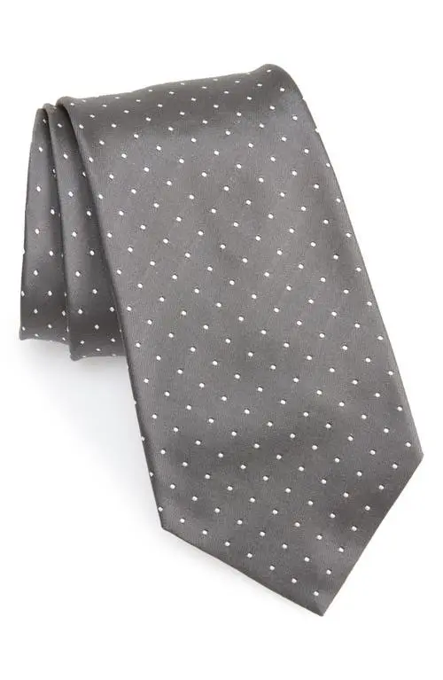 Ralph Lauren Purple Label Pin Dot Silk Peau De Soie Neck Tie - Grey