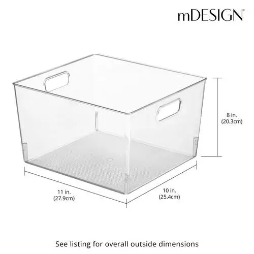 MDESIGN Midesign Plastic Closet Storage Organizer Container Bin, Handles4 Pack