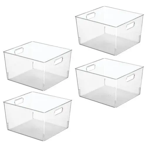 MDESIGN Midesign Plastic Closet Storage Organizer Container Bin, Handles4 Pack