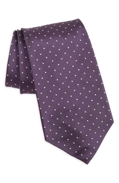 Ralph Lauren Purple Label Pin Dot Silk Peau De Soie Tie - Dark Purple