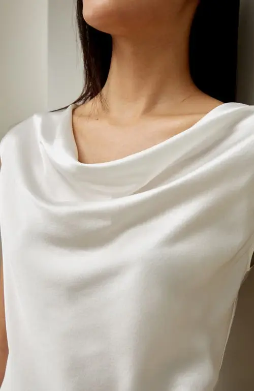 Lilysilk Silk Charmeuse Cowl Neck Top - Ivory