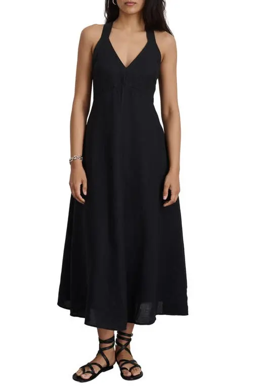 Alex Mill Breanna Convertible Strap Linen Midi Dress In Black - 45% Off |  Editorialist