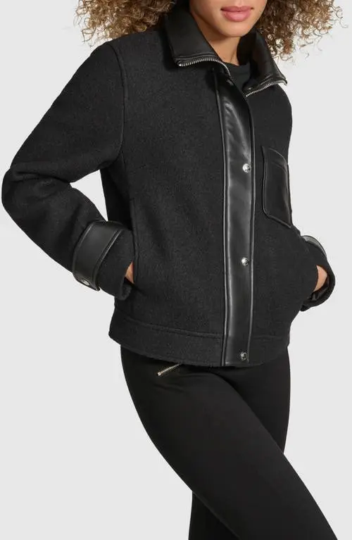 Karl Lagerfeld Paris Wool Blend Felt Crop Jacket