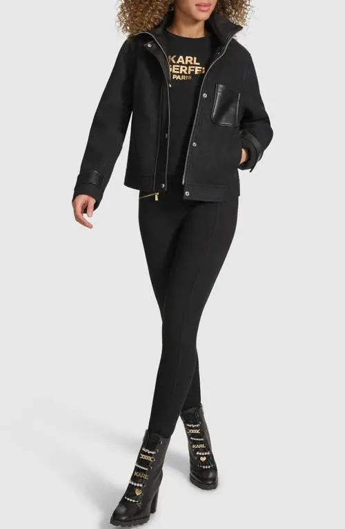Karl Lagerfeld Paris Wool Blend Felt Crop Jacket