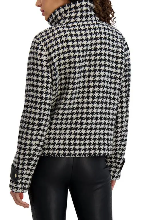 Karl Lagerfeld Paris Wool Blend Felt Crop Jacket - Black/white