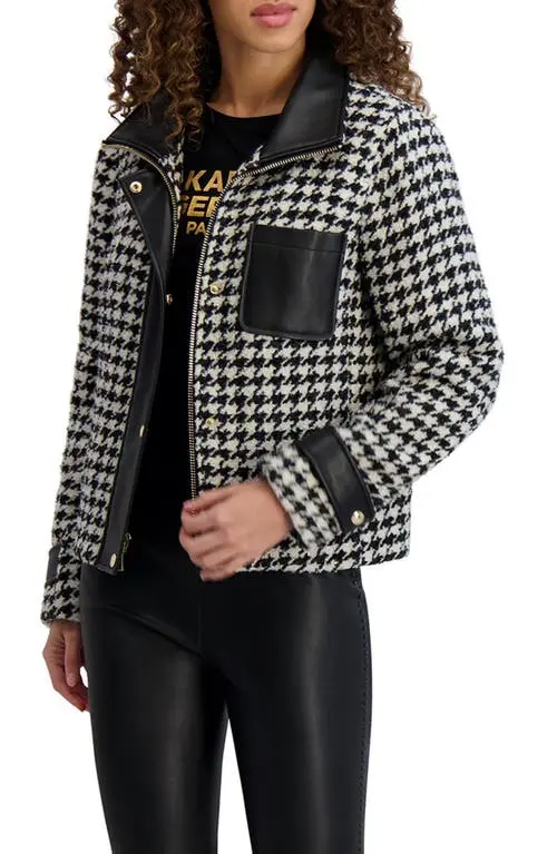 Karl Lagerfeld Paris Wool Blend Felt Crop Jacket - Black/white