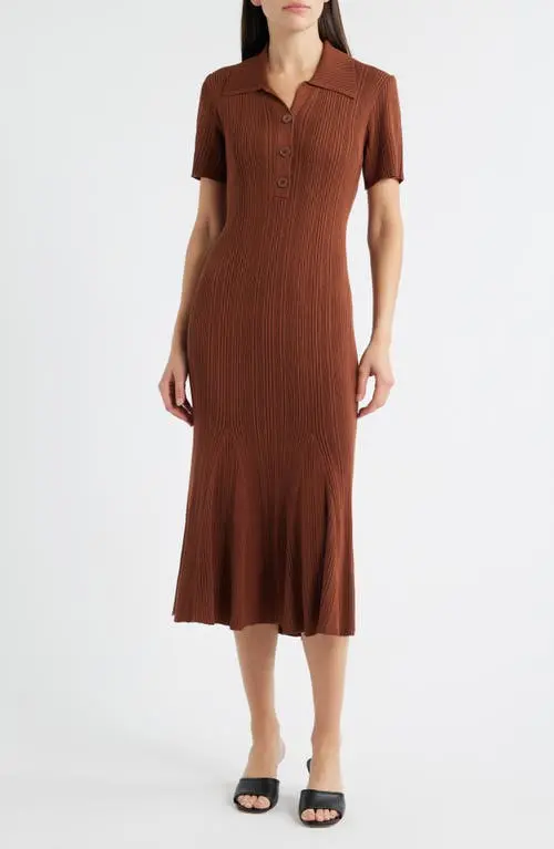 Julia Jordan Ribbed Short Sleeve Midi Sweater Dress