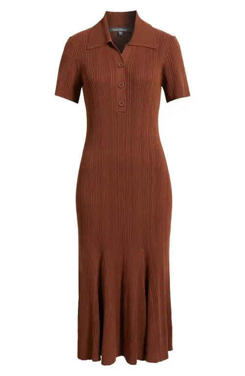 Julia Jordan Ribbed Short Sleeve Midi Sweater Dress