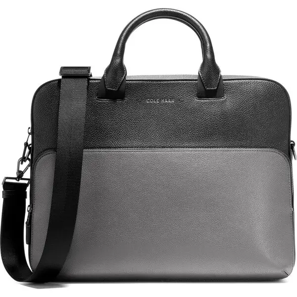 Cole Haan Grand Series Matthews Colorblock Leather Briefcase - Tornado/black