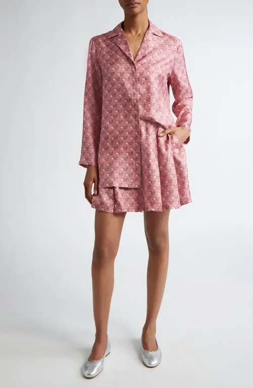 Max Mara Alpe Kitty Print Silk Twill Shirt