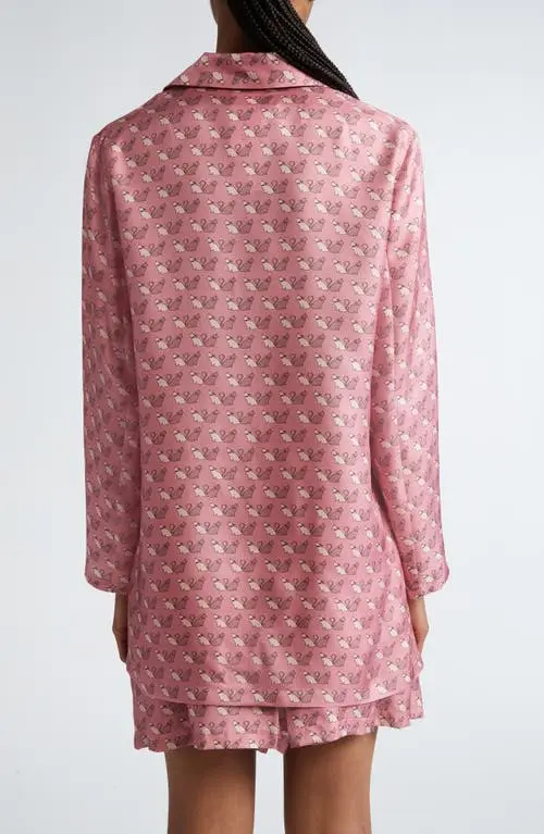 Max Mara Alpe Kitty Print Silk Twill Shirt