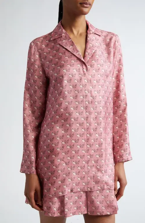 Max Mara Alpe Kitty Print Silk Twill Shirt