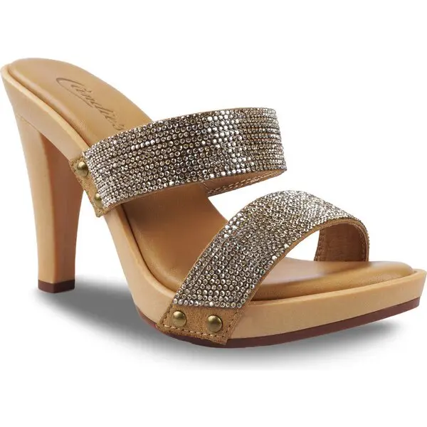 CANDIE'S Genesys Platform Slide Sandal - Dark Tan Sequin