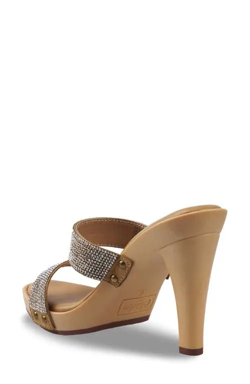 CANDIE'S Genesys Platform Slide Sandal - Dark Tan Sequin