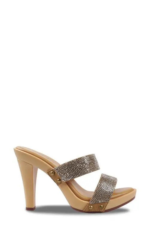 CANDIE'S Genesys Platform Slide Sandal - Dark Tan Sequin