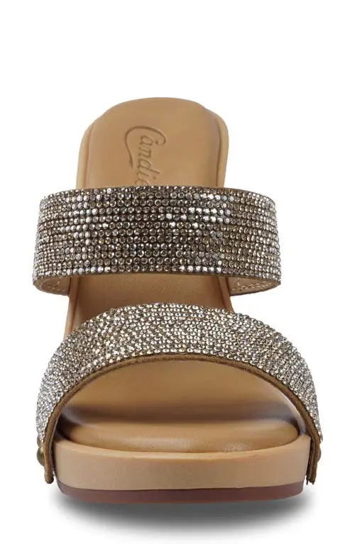 CANDIE'S Genesys Platform Slide Sandal - Dark Tan Sequin