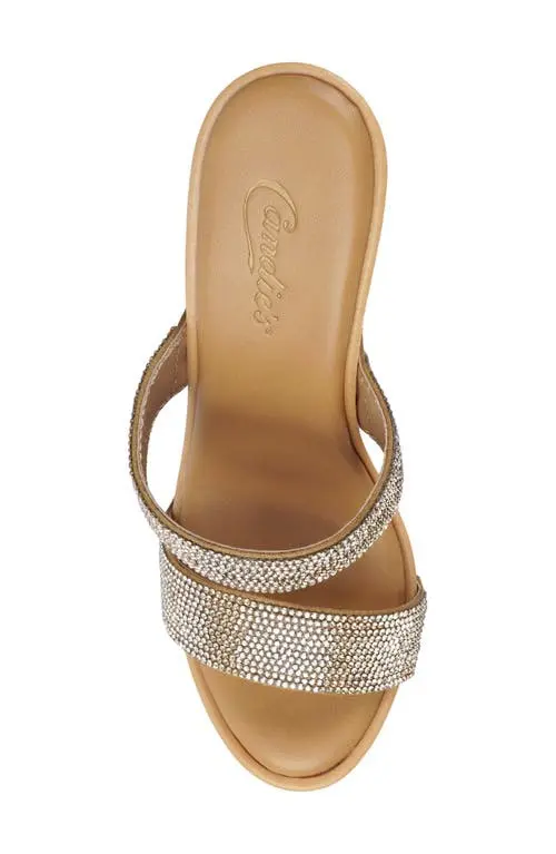 CANDIE'S Genesys Platform Slide Sandal - Dark Tan Sequin