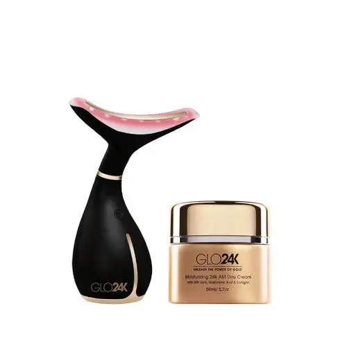 GLO24K Neck & Face Led Beauty Massager + 24k Moisturizing Day Cream - Na