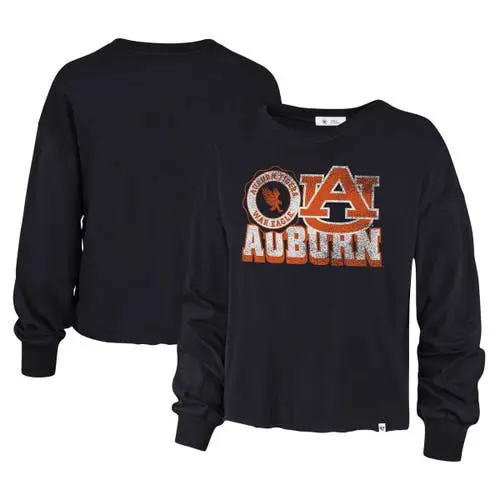 '47 Auburn Tigers Bottom Line Parkway Long Sleeve High Waist T-shirt - Navy