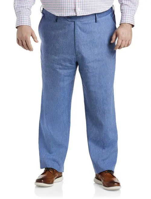 OAK HILL BY DXL Linen-blend Suit Pants - Blue