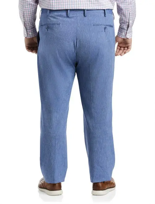 OAK HILL BY DXL Linen-blend Suit Pants - Blue