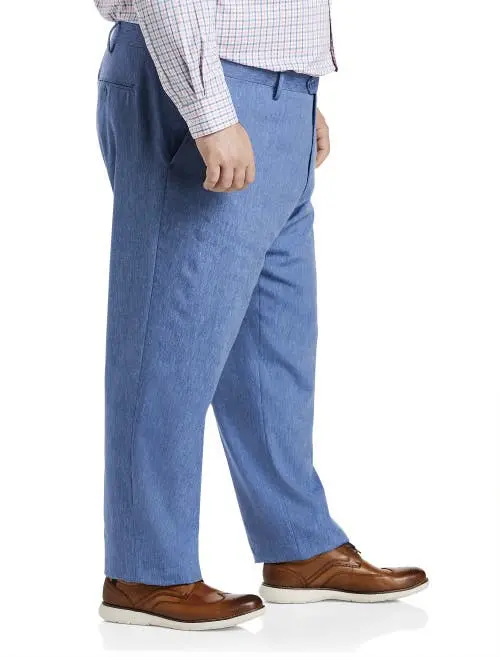OAK HILL BY DXL Linen-blend Suit Pants - Blue