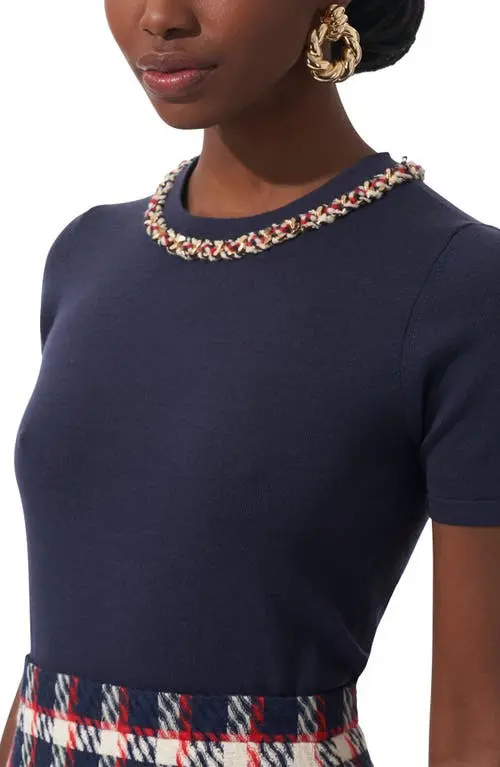Carolina Herrera Chain Embroidered Wool & Silk Sweater