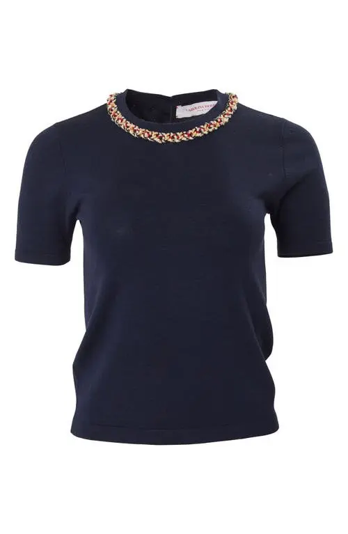 Carolina Herrera Chain Embroidered Wool & Silk Sweater