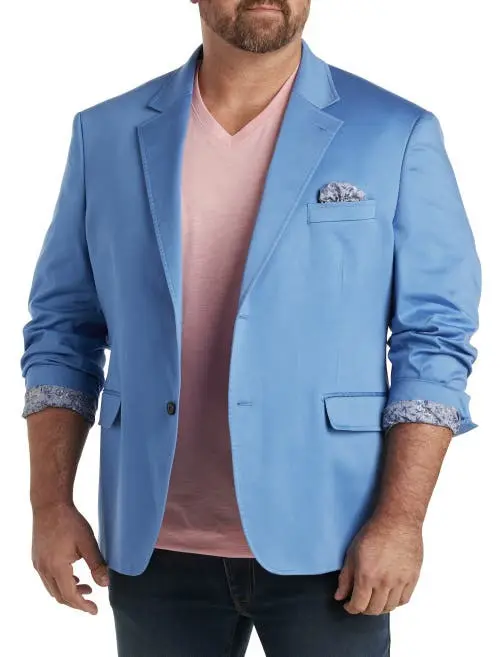 OAK HILL BY DXL Big & Tall Floral-lined Sport Coat - Blue