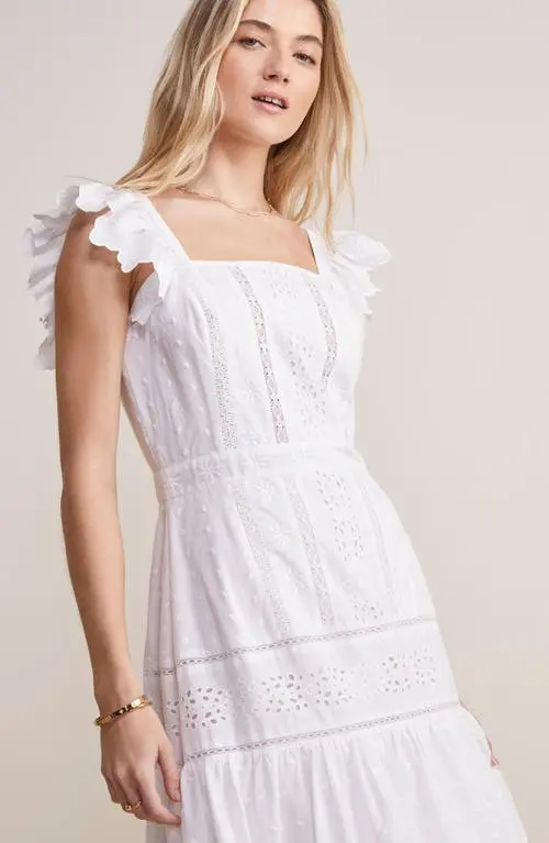Vineyard Vines Eyelet Embroidered Flutter Sleeve Cotton Midi Dress - White  Cap | Editorialist