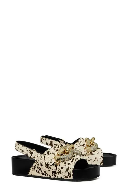 Tory Burch Jessa Calf Hair Platform Slingback Sandal In Cow Print