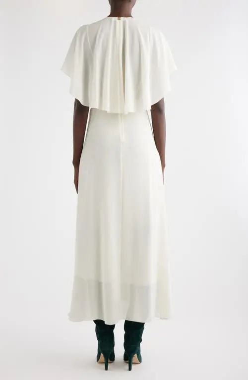 chloe white silk dress Chloé Cape Sleeve Silk Georgette Maxi Dress In Pristine White - 75% Off