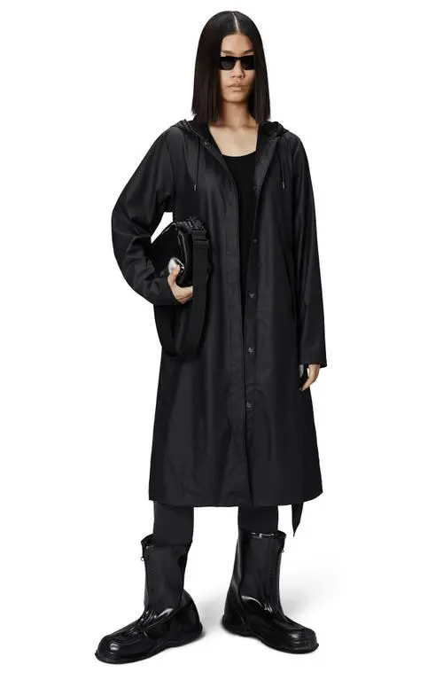 Rains Waterproof A-line Long Raincoat - 01 Black