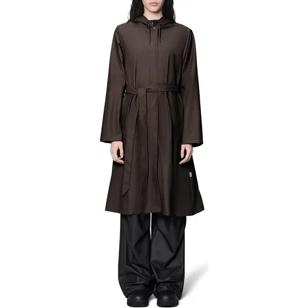 Rains Waterproof A-line Long Raincoat - Bark
